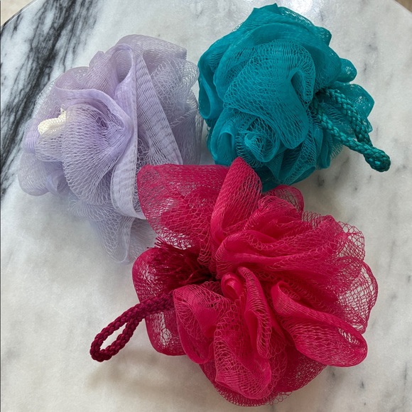 Bath & Body | Colorful Bath Loofah 3 Piece Set Pink Blue Purple | Poshmark